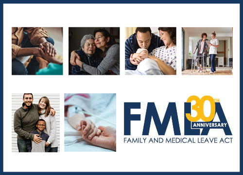 Family and Medical Leave Act 30th anniversary. Photos show families in ...